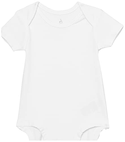 Amazon Essentials Unisex Babies' Cotton Stretch Jersey Short Sleeve Bodysuit (Previously Amazon Aware), Pack of 3, White, 12 Months