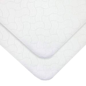 american baby company 2 pack waterproof embossed quilt-like flat reusable portable/mini-crib size protective mattress pad cover for babies, adults and pets, white 24" x 38"