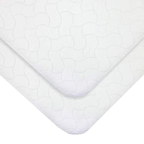 American Baby Company 2 Pack Waterproof Embossed Quilt-Like Flat Reusable Portable/Mini-Crib Size Protective Mattress Pad Cover for Babies, Adults and Pets, White 24" X 38"