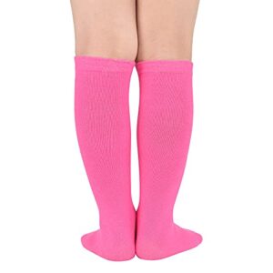 Durio Toddler Kids Soccer Socks Striped Sport Soccer Socks for Boys Girls Cotton Toddler Knee High Tube Socks for kids 1 Rose Pink One Size