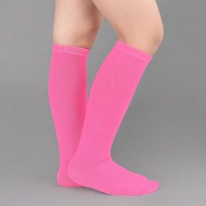 Durio Toddler Kids Soccer Socks Striped Sport Soccer Socks for Boys Girls Cotton Toddler Knee High Tube Socks for kids 1 Rose Pink One Size