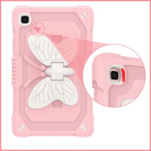 YINLAI Case for Samsung Galaxy Tab A7 Lite, Tab A7 Lite Case 8.7 Inch Silicone Kids Girls with Butterfly Kickstand Shockproof Protective Tablet Cover for Samsung Tab A7 Lite SM-T225/T220/T227, Pink