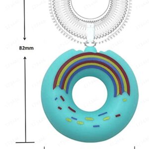 Children's U-Shaped Toothbrush for 0-12 Years Old Kids - Dinosaur/Donut U Shape Whitening Massage Toothbrush Soft Silicone Brush Head, 360° Oral Teeth Cleaning Design for Toddlers (E)