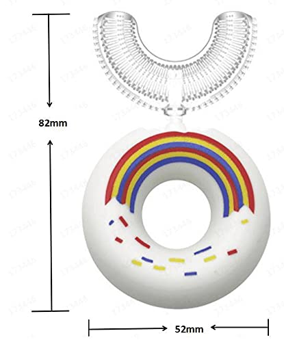 Aoyuexi Children's U-Shaped Toothbrush for 0-12 Years Old Kids - Dinosaur/Donut U Shape Whitening Massage Toothbrush Soft Silicone Brush Head, 360° Oral Teeth Cleaning Design for Toddlers (F)