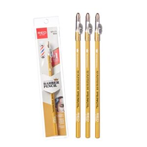 red by kiss 3pcs barber pencil with built-in sharpener edge hairline razor trace pencils beard guide beard and hairline outliner pencils (tan)