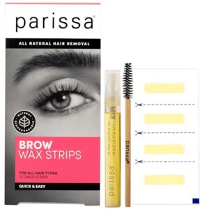 parissa eyebrow wax strips for hair removal | all natural, biodegradable, fragrance-free | ready-to-use at-home waxing kit| gentle on sensitive skin - 32 count (16 x 2) + post-wax ultra soothe oil