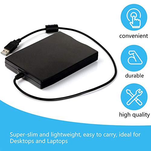 Tatoonly Superjiuex 3.5 inch 1.44MB FDD Black USB Portable External Interface Floppy Disk FDD External USB Floppy Drive for Laptop