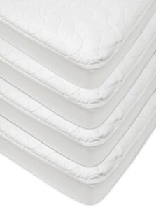 american baby company 4 pack waterproof fitted crib and toddler protective mattress pad cover, white, for boys and girls