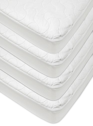 American Baby Company 4 Pack Waterproof Fitted Crib and Toddler Protective Mattress Pad Cover, White, for Boys and Girls