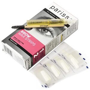 Parissa Eyebrow Wax Strips For Hair Removal | All Natural, Biodegradable, Fragrance-Free | Ready-to-Use At-Home Waxing Kit| Gentle on Sensitive Skin - 32 Count (16 x 2) + Post-Wax Ultra Soothe Oil