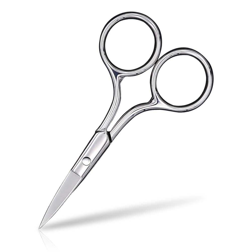 Eyebrow Scissors, Small Scissors for Hair, Eyebrows, Nose Hair, Beard, Eyelashes, Cuticle. Stainless Steel Fine Straight Tip Nose Hair Scissors -ASONTAO (1Pcs Eyebrow Scissors)