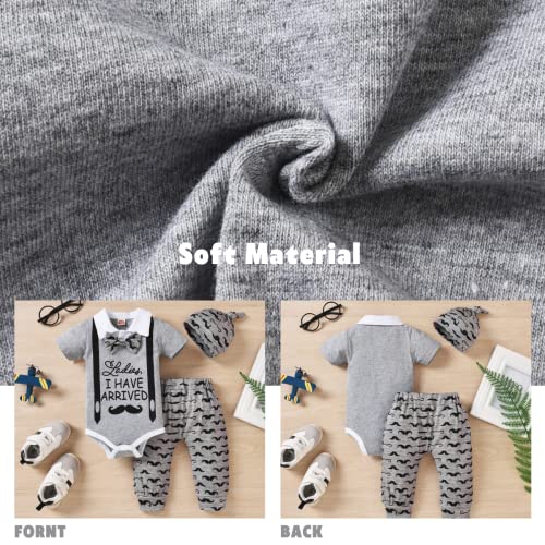 Aalizzwell Newborn Infant Baby Boys Clothes Outfit Have Arrived Short Sleeve for Spring Clothing Summer 0-3 Months Gray