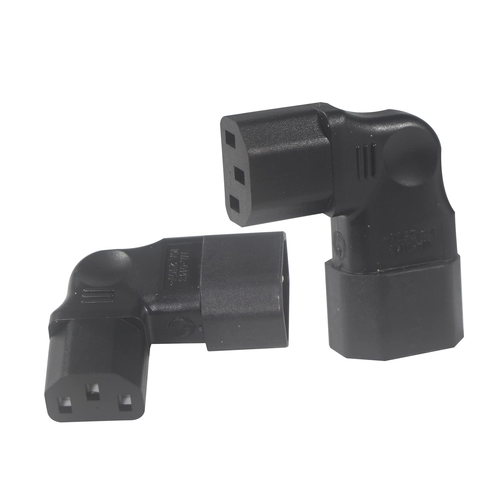 QIUCABLE Left Angle IEC Adapter, C14 Male to C13 Female, 90 Degree Plug, 250V AC, 10A Max, 100% Pure Copper, PVC Jacket