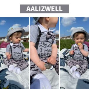 Aalizzwell Newborn Infant Baby Boys Clothes Outfit Have Arrived Short Sleeve for Spring Clothing Summer 0-3 Months Gray