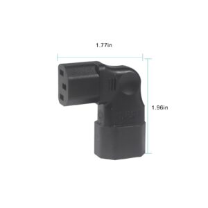 QIUCABLE Left Angle IEC Adapter, C14 Male to C13 Female, 90 Degree Plug, 250V AC, 10A Max, 100% Pure Copper, PVC Jacket