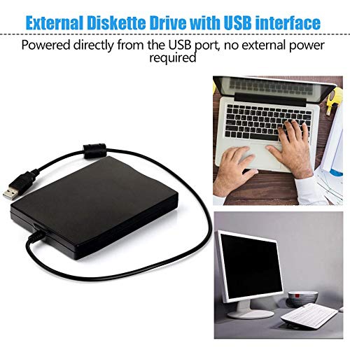 Tatoonly Superjiuex 3.5 inch 1.44MB FDD Black USB Portable External Interface Floppy Disk FDD External USB Floppy Drive for Laptop