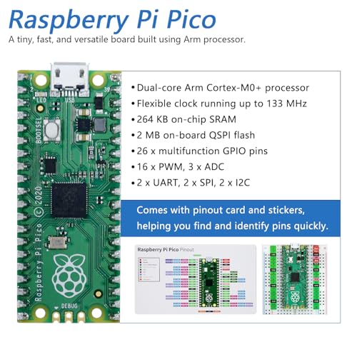 FREENOVE Super Starter Kit for Raspberry Pi Pico (Included), Dual-core Arm Cortex-M0+ Microcontroller, 588-Page Detailed Tutorial, 177 Items, 94 Projects, Python C Java Code