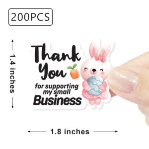 Thank You For Supporting 200 Piece Easter Bunny Rabbit Stickers,Cute Business Envelopes Stickers for Handmade Goods/Small Business Packages,Easter Theme Small Shop Business Stickers for Envelopes Seals