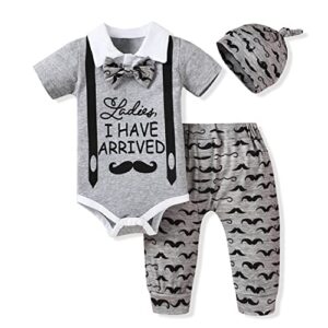 aalizzwell newborn infant baby boys clothes outfit have arrived short sleeve for spring clothing summer 0-3 months gray