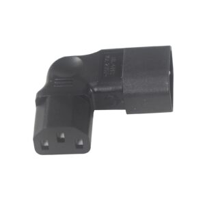 QIUCABLE Left Angle IEC Adapter, C14 Male to C13 Female, 90 Degree Plug, 250V AC, 10A Max, 100% Pure Copper, PVC Jacket