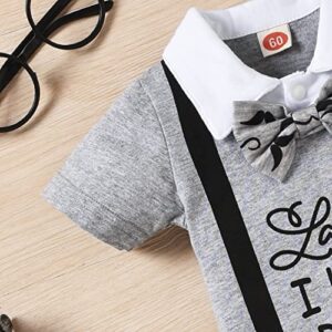 Aalizzwell Newborn Infant Baby Boys Clothes Outfit Have Arrived Short Sleeve for Spring Clothing Summer 0-3 Months Gray