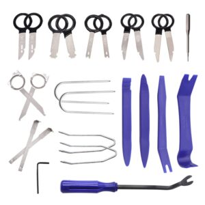 Ruibapa 20PCS Blue Radio Remove Tool Key Kit with 5PCS Fastener Remover Tool Kit for removing Car Radio Stereo CD Player P-003-B+Kit