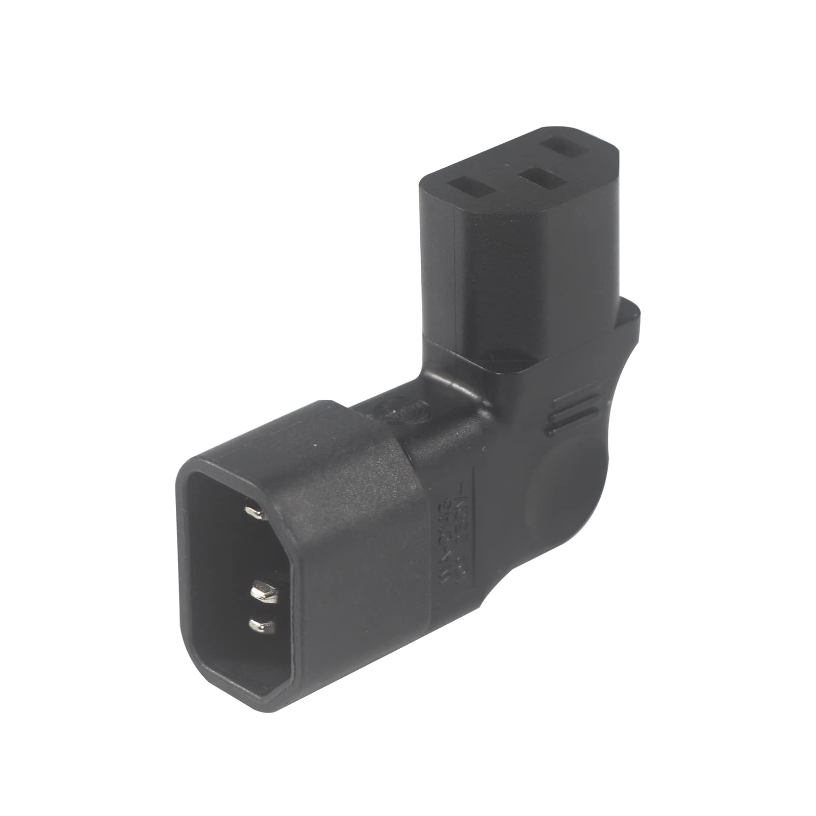 QIUCABLE Left Angle IEC Adapter, C14 Male to C13 Female, 90 Degree Plug, 250V AC, 10A Max, 100% Pure Copper, PVC Jacket