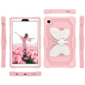 YINLAI Case for Samsung Galaxy Tab A7 Lite, Tab A7 Lite Case 8.7 Inch Silicone Kids Girls with Butterfly Kickstand Shockproof Protective Tablet Cover for Samsung Tab A7 Lite SM-T225/T220/T227, Pink