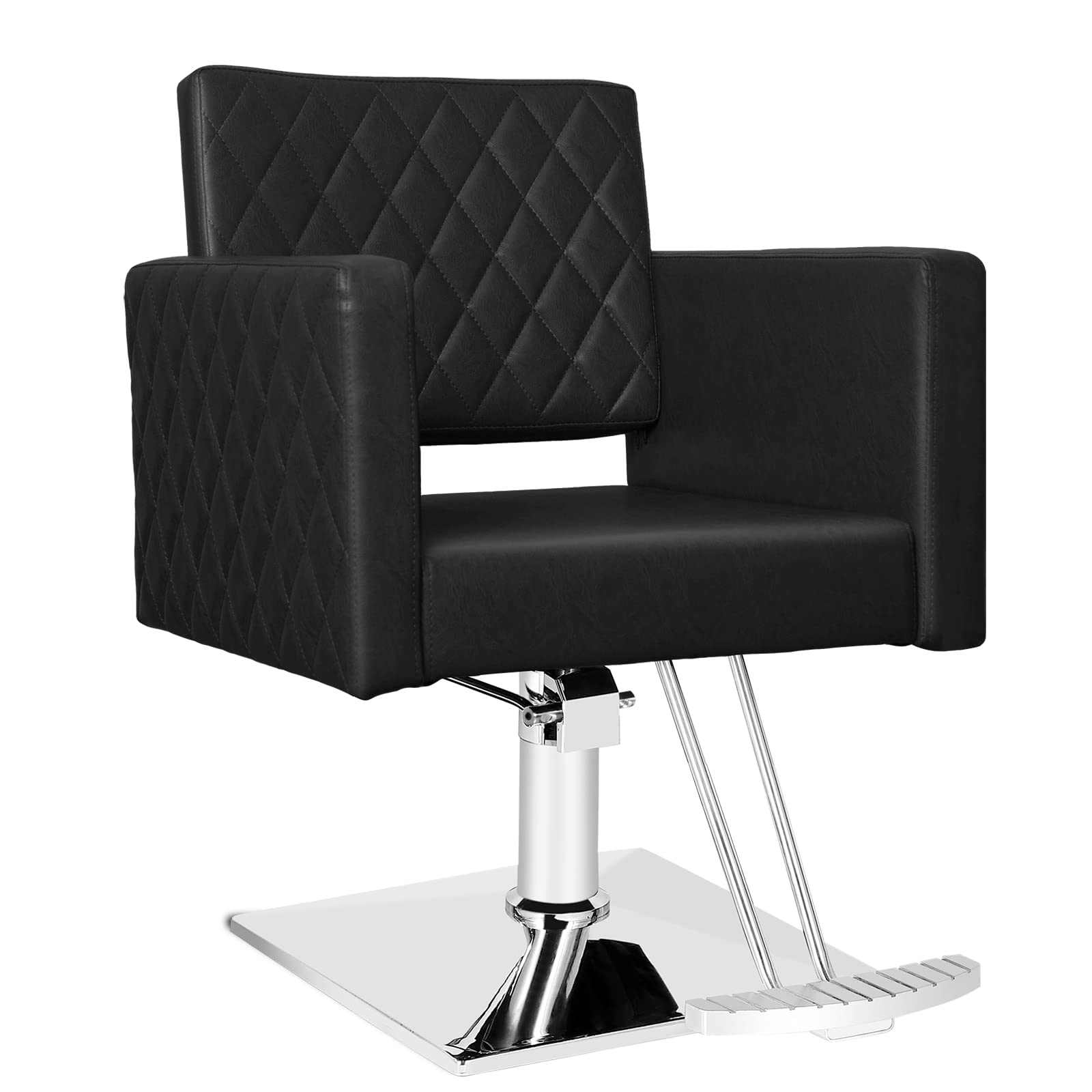 Paddie Salon Chair for Hair Stylist, Height Adjustable Hydraulic Chair Barber Chairs All Purpose Beauty Spa Salon Equipment, Max Load Weight 330 Lbs (Black-New)