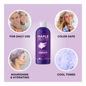 Purple Shampoo Blonde Hair Toner - Sulfate Free Shampoo for Color Treated Hair plus Blonde Shampoo for Brassiness and Yellow Tones - Hair Toner for Bleached Hair Made with Cleansing Natural Oils 16oz