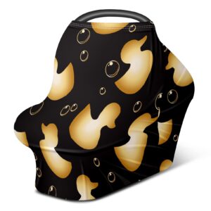 baby car seat stroller covers cute gold duck on black nursing cover breastfeeding scarf soft breathable stretchy coverage carseat canopy cover for boys and girls multi usefor baby shower