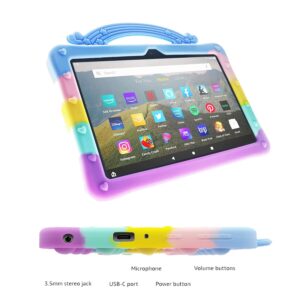 LUSTAM Pop it Case for All New Amazon Fire HD 8 and HD 8 Plus Tablet (8" 10 Generation, 2020 Release), Fidget Poppers Pop its Poppet Foldable Kickstand Silicone Handle Kids Friendly Protective Case