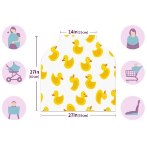 Baby Car Seat Stroller Covers Yellow Rubber Duck On White Nursing Cover Breastfeeding Scarf Soft Breathable Stretchy Coverage Carseat Canopy Cover for Boys and Girls Multi Usefor Baby Shower