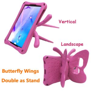 Tading Universal Kids Case for Sunshine T1 Tablet/Sunshine T1 Elite Tablet Case, Shockproof Light Weight Protective Stand Cover for Cloud Mobile Sunshine T1 Tablet 8 inch, Cute Butterfly - Magenta