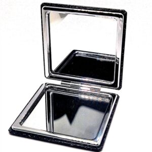 mpowtech Magnifying Silver Compact Mirror - Mix Diamond Mirror 1x/2x Magnification Travel Makeup Mirror,Double Sided Small Pocket Mirror,Folding Purse Mirror,Cosmetic Mirror for Gift