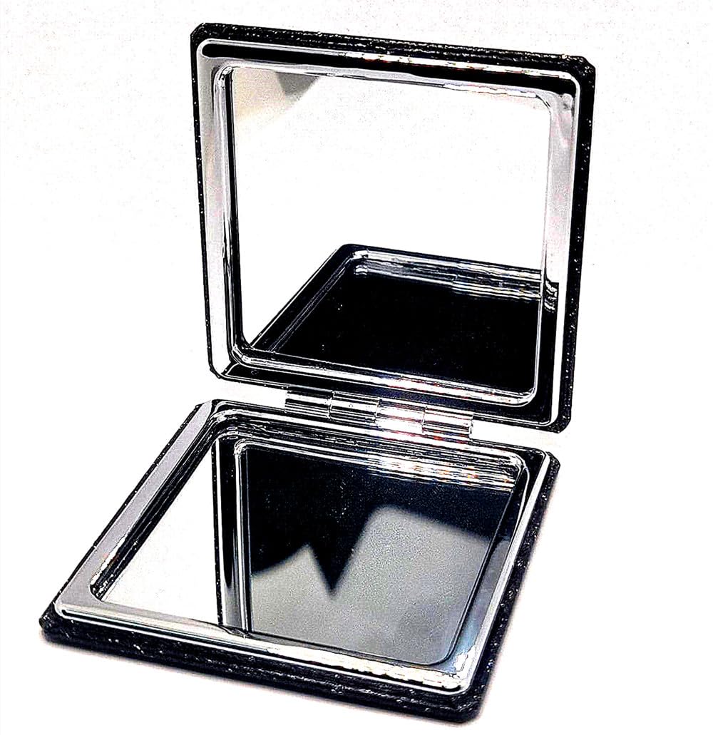 mpowtech Magnifying Silver Compact Mirror - Mix Diamond Mirror 1x/2x Magnification Travel Makeup Mirror,Double Sided Small Pocket Mirror,Folding Purse Mirror,Cosmetic Mirror for Gift