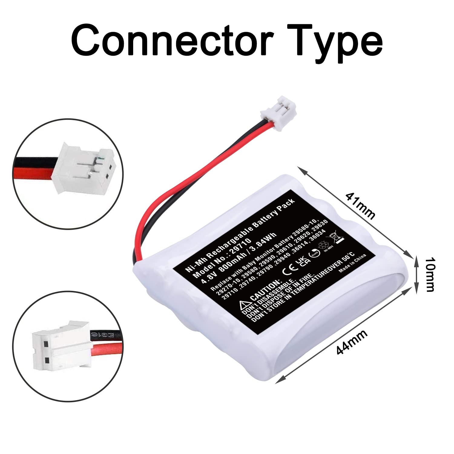 PowerTrust Ni-MH 4.8V 800mAh Battery for Summer Infant Wide View Baby Monitor Battery 29580-10 29270-10 29580 29590 29610 29620