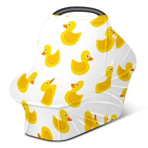 baby car seat stroller covers yellow rubber duck on white nursing cover breastfeeding scarf soft breathable stretchy coverage carseat canopy cover for boys and girls multi usefor baby shower