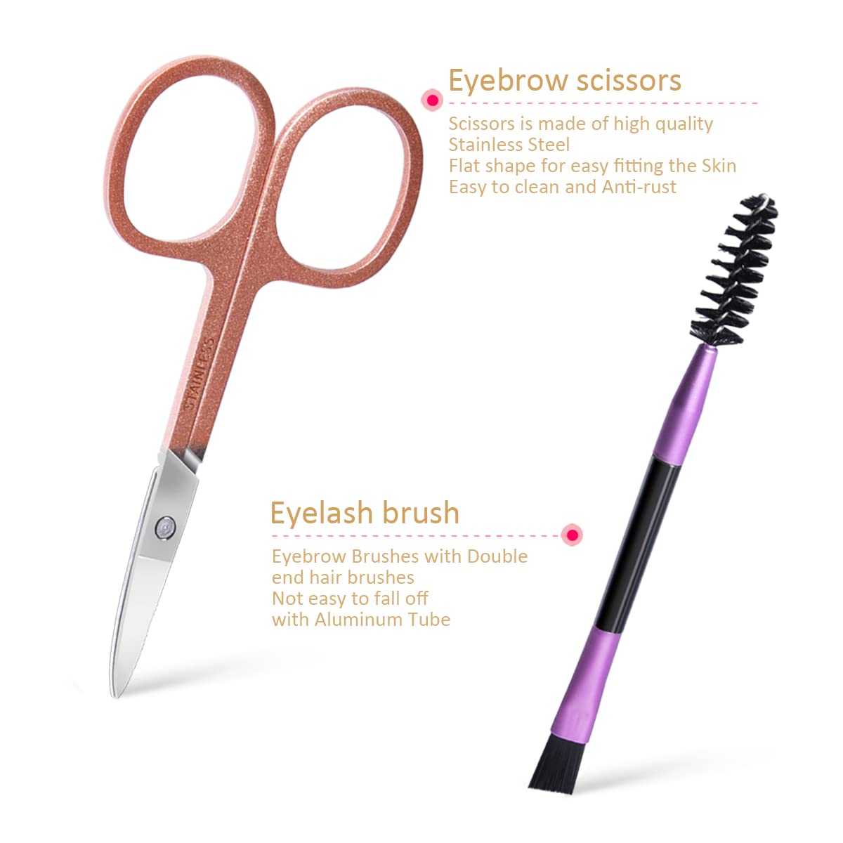 Eyebrow Tweezers Set,Precision Tweezers for Women Eyebrow Grooming Kit with Eyelash Applicator Tool Face Hair Removal Scissors 7pcs in PU Case