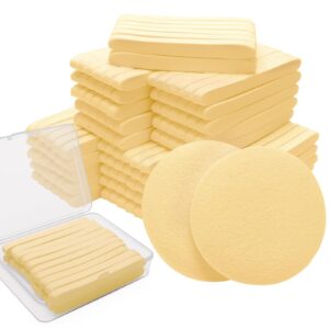 240+1 count compressed facial sponges, luxiv round face sponge professional compressed makeup removal sponges for estheticians wash face sponge compress exfoliating spa pads with portable case