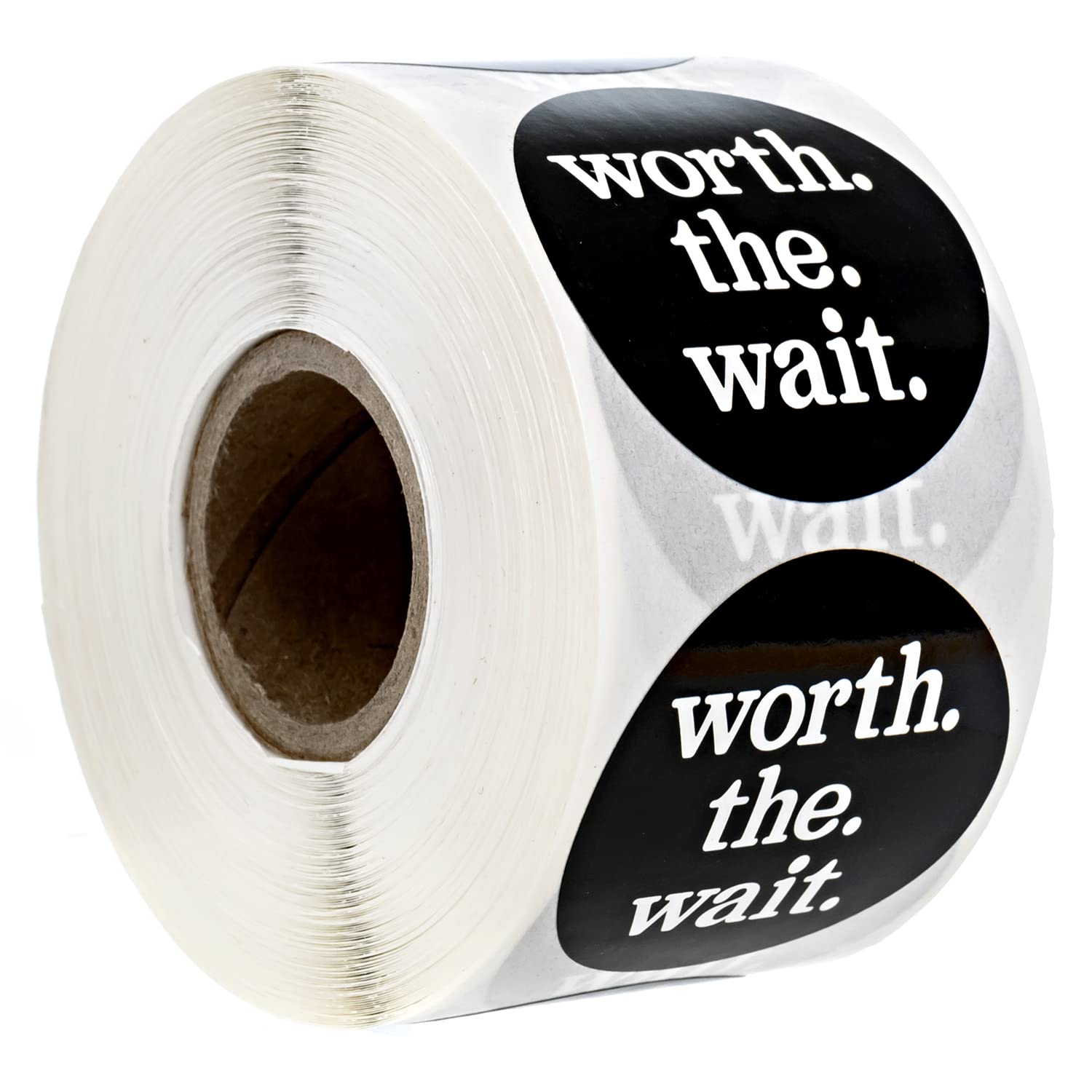 Worth The Wait Small Business Labels / 500 Round Small Business Appreciation Netural Stickers Roll / 1.5" Bold Black and White Decals/Made in The USA