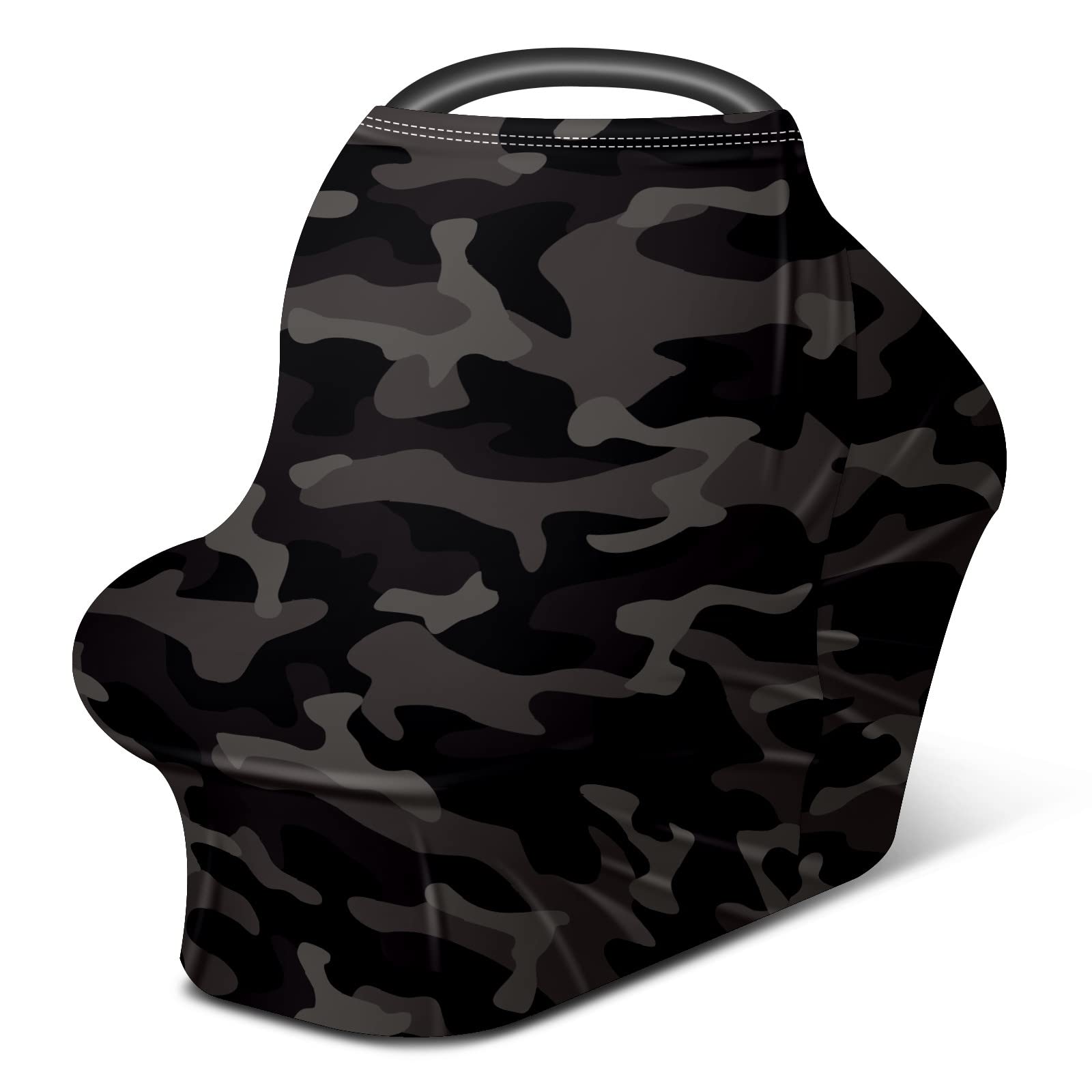 Baby Car Seat Stroller Covers Black and Grey Camouflage Nursing Cover Breastfeeding Scarf Soft Breathable Stretchy Coverage Carseat Canopy Cover for Boys and Girls Multi Use