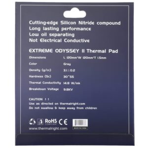 Thermalright Thermal Pad Odyssey II 14.8 W/mK Silicone Non Conductive Heat Dissipation Silicone Pad for PC Laptop Heatsink/GPU/CPU/LED Graphics Card Motherboard Silicone Grease Pad Multi-Size(1.5mm)