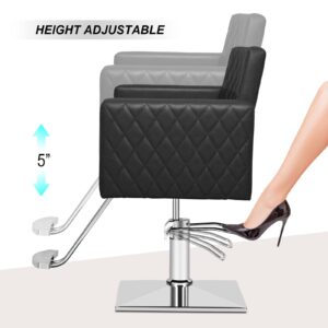 Paddie Salon Chair for Hair Stylist, Height Adjustable Hydraulic Chair Barber Chairs All Purpose Beauty Spa Salon Equipment, Max Load Weight 330 Lbs (Black-New)