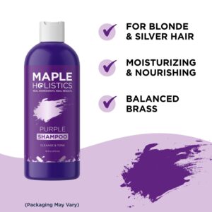 Purple Shampoo Blonde Hair Toner - Sulfate Free Shampoo for Color Treated Hair plus Blonde Shampoo for Brassiness and Yellow Tones - Hair Toner for Bleached Hair Made with Cleansing Natural Oils 16oz