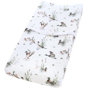 lifetree diaper changing pad cover for boys girls - soft neutral muslin fitted changing table sheets - 16"x32" 70% viscose from bamboo and 30% cotton blend - eucalyptus print