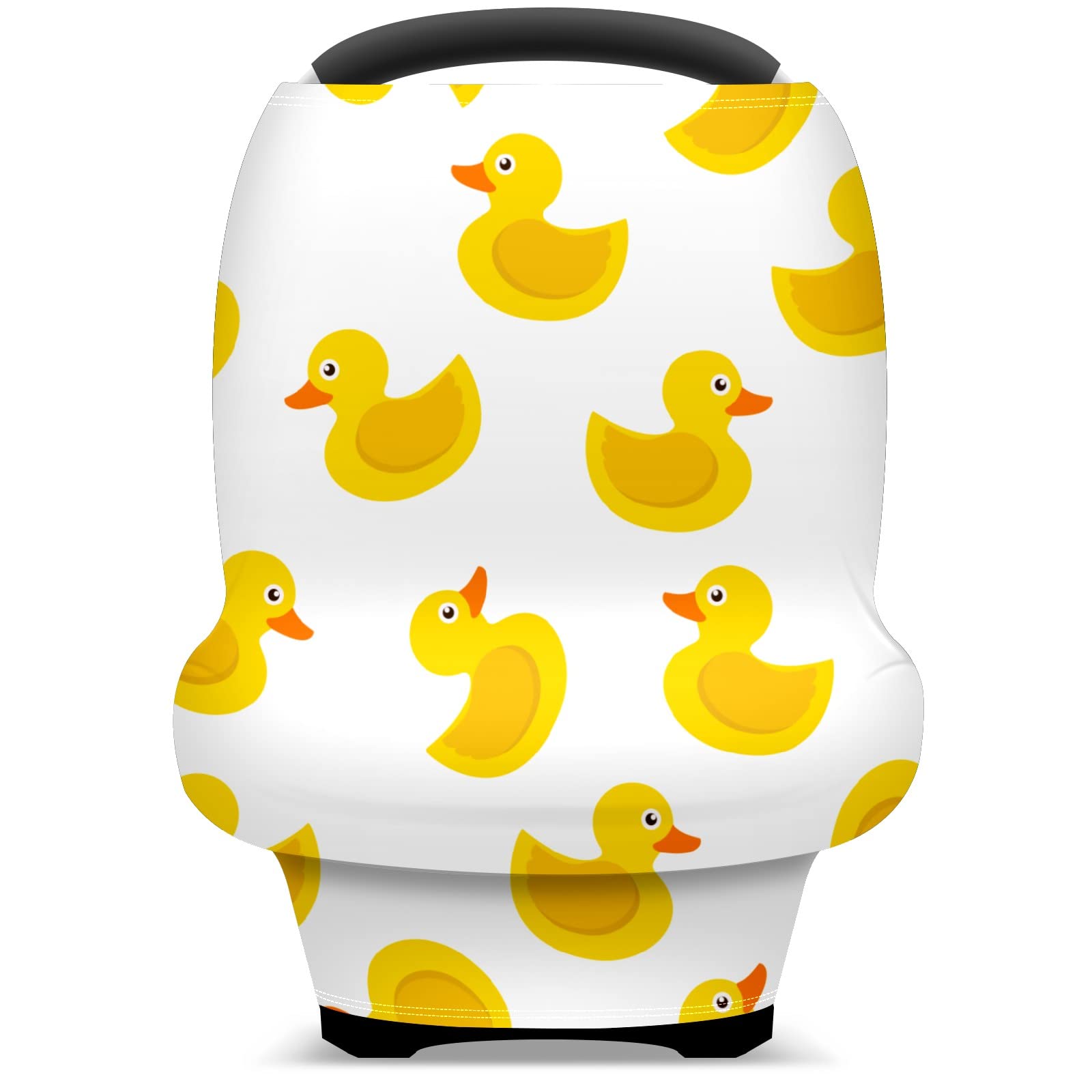 Baby Car Seat Stroller Covers Yellow Rubber Duck On White Nursing Cover Breastfeeding Scarf Soft Breathable Stretchy Coverage Carseat Canopy Cover for Boys and Girls Multi Usefor Baby Shower