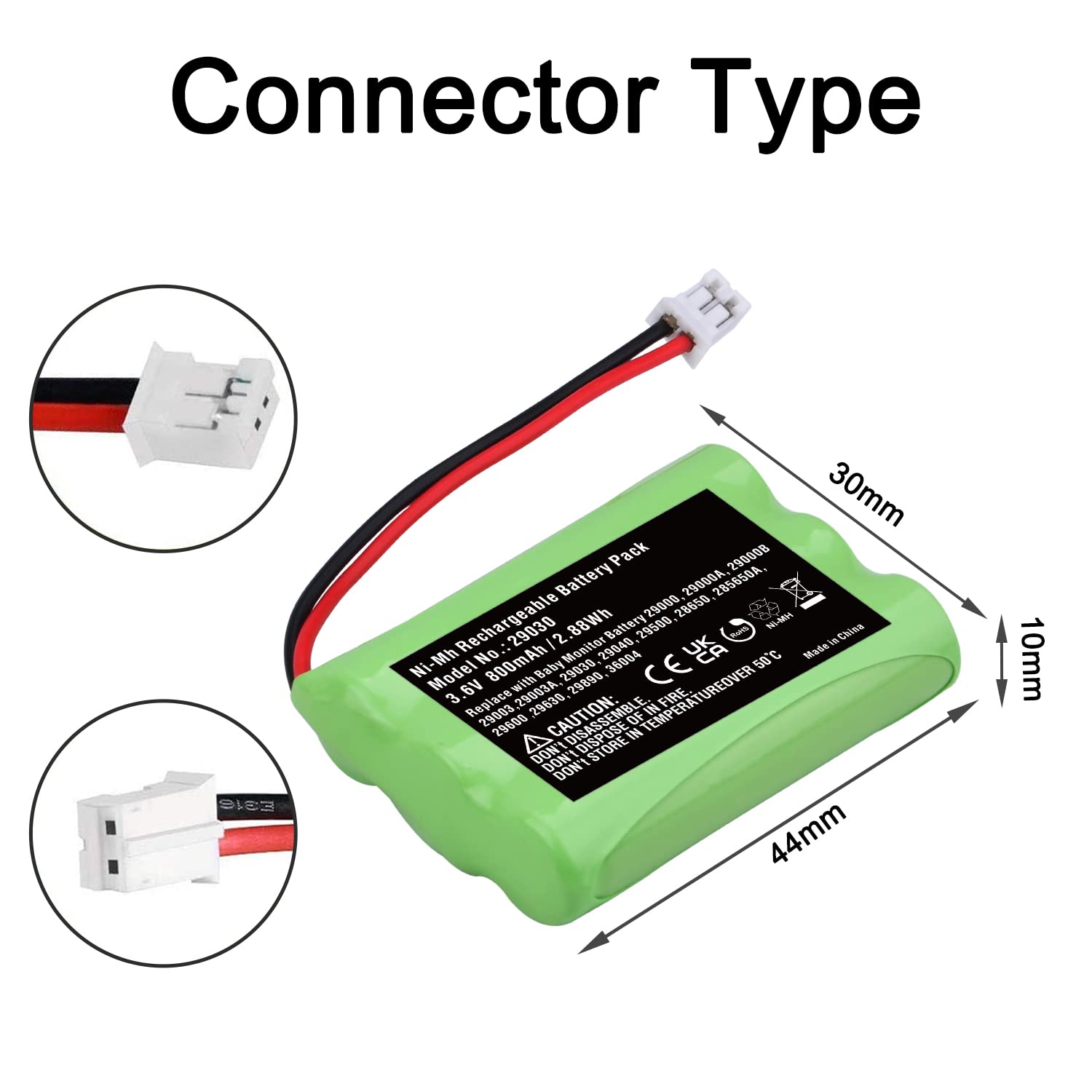 PowerTrust 3.6V 800mAh 29030 Ni-MH Battery for Summer Infant Baby Monitor 29000,29000A.29000B 29003,29003A,29030,29040,29500 28650,285650A 29600,29630,29890,36004