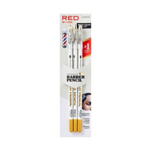 red by kiss 3pcs barber pencil with built-in sharpener edge hairline razor trace pencils beard guide beard and hairline outliner pencils (white)