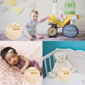 Baby Newborn Custom Announcement Sign, Wooden Birth Announcement Sign for Hospital Baby Name And Birth Details, Fingerprint Footprints Can be Left on The Baby Announcement Sign Back(4-6 inches)